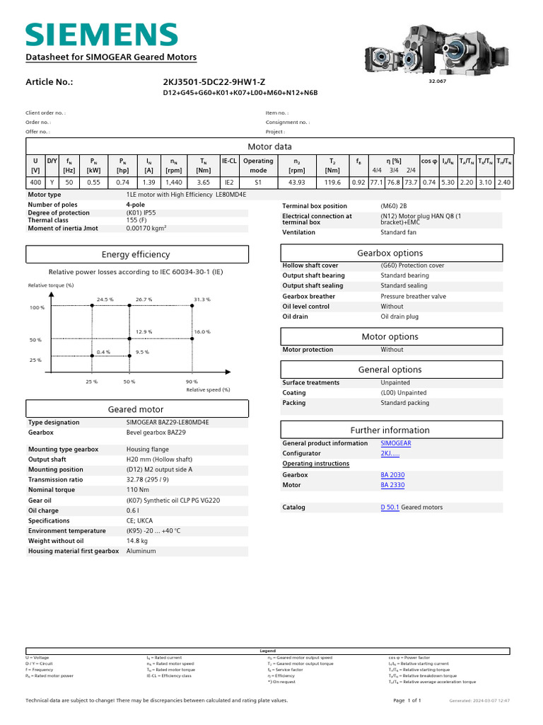 SIMOGEAR Geared Motors Datasheet | PDF | Electric Power | Physical Quantities