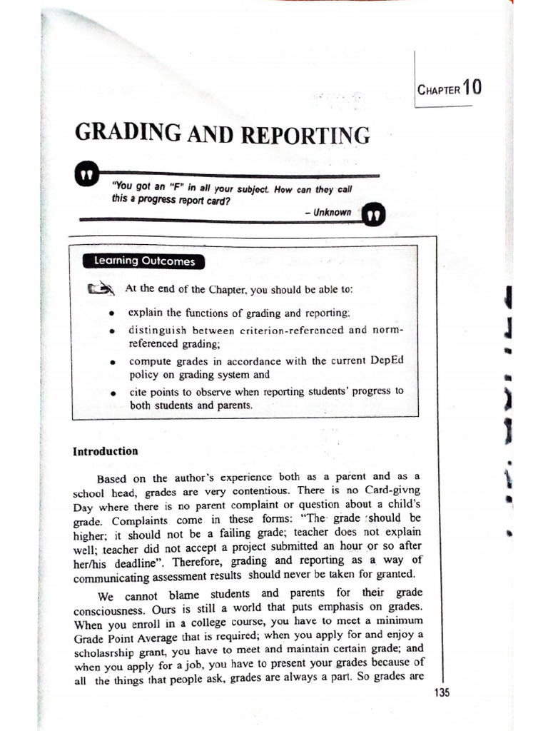 Chapter 10 Grading and Reporting | PDF