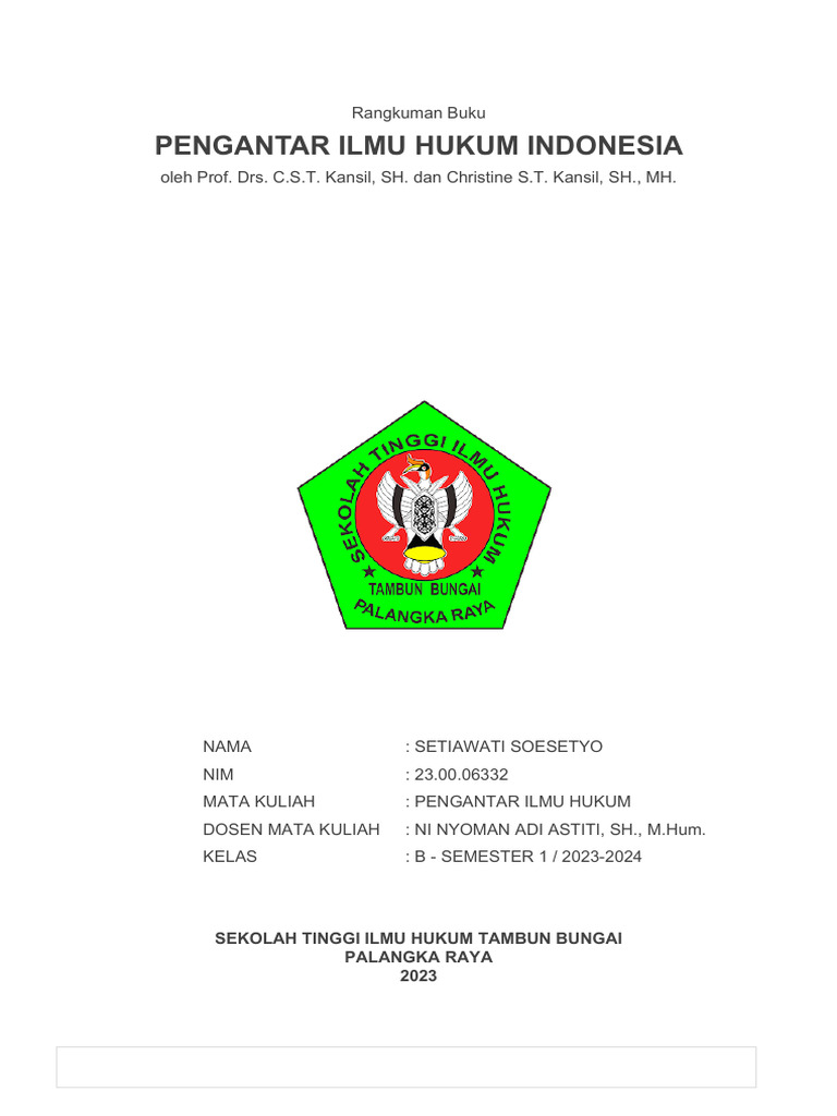 Rangkuman Buku - PIH - Setiawati-V.3 | PDF | Ilmu Sosial