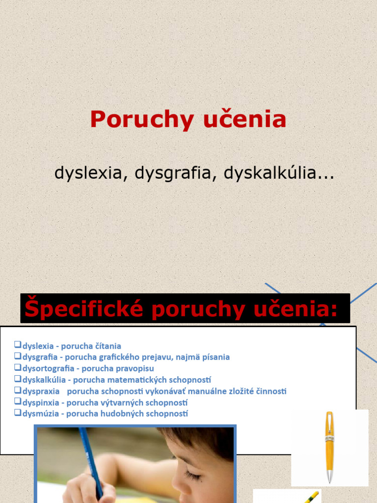 Patopsychologia Poruchy - Ucenia - Prednaska | PDF