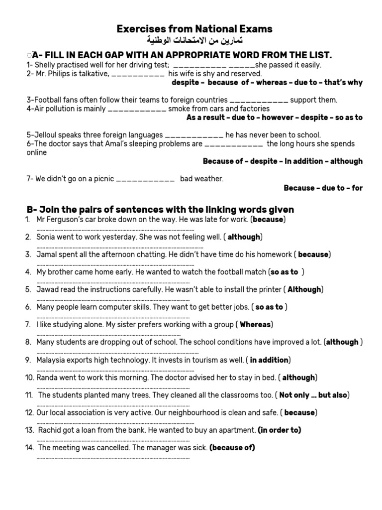 National Exam Exercises for Language Skills | PDF | Language Arts ...