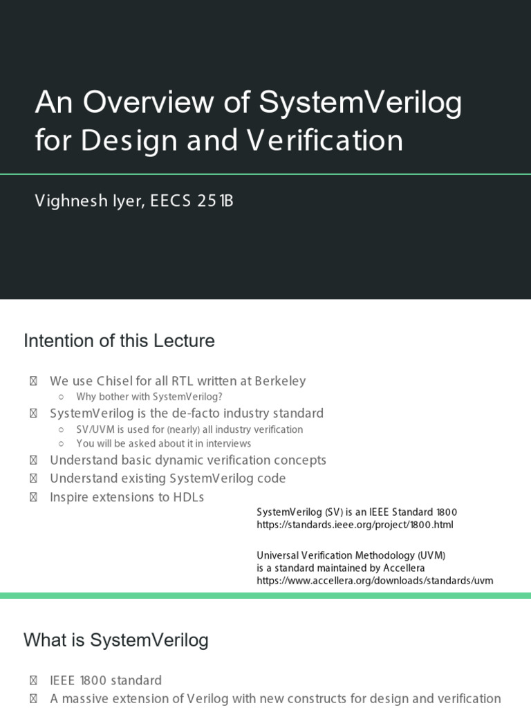 Lecture 4 - SystemVerilog | PDF | Digital Technology | Information Technology