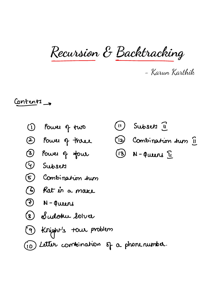 Recursion And Backtracking Karun Karthik Pdf Queue Abstract Data Type Algorithms And