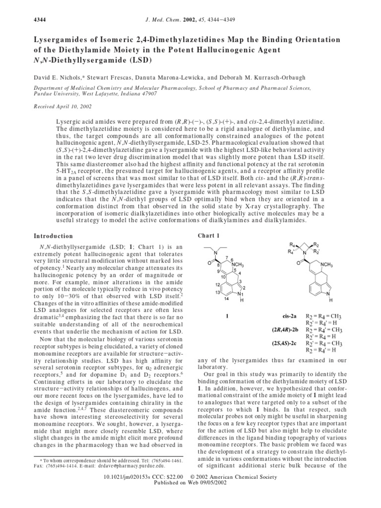 LSD Analog | PDF | Ligand (Biochemistry) | Thin Layer Chromatography