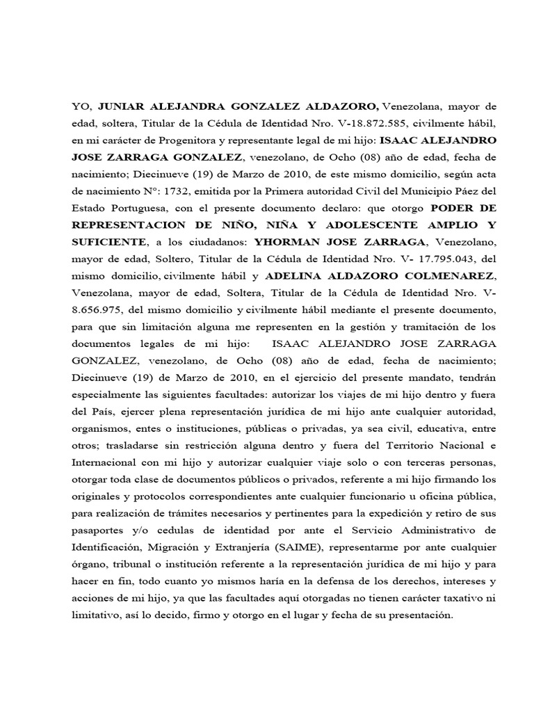 Poder ALEJANDRA-2 | PDF | Documento de identidad | Gobierno