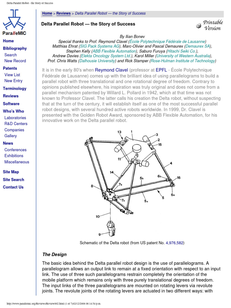 Delta Parallel Robot - The Story of Success | PDF | Actuator | Kinematics