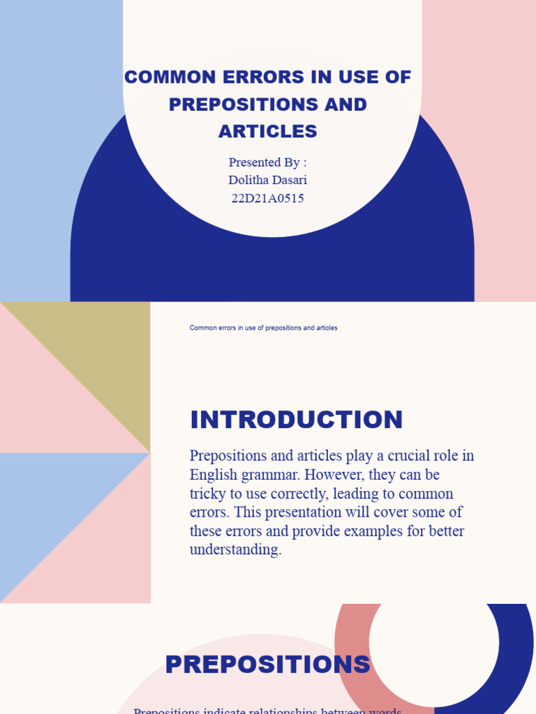 Common Preposition and Article Errors | PDF | Preposition And ...