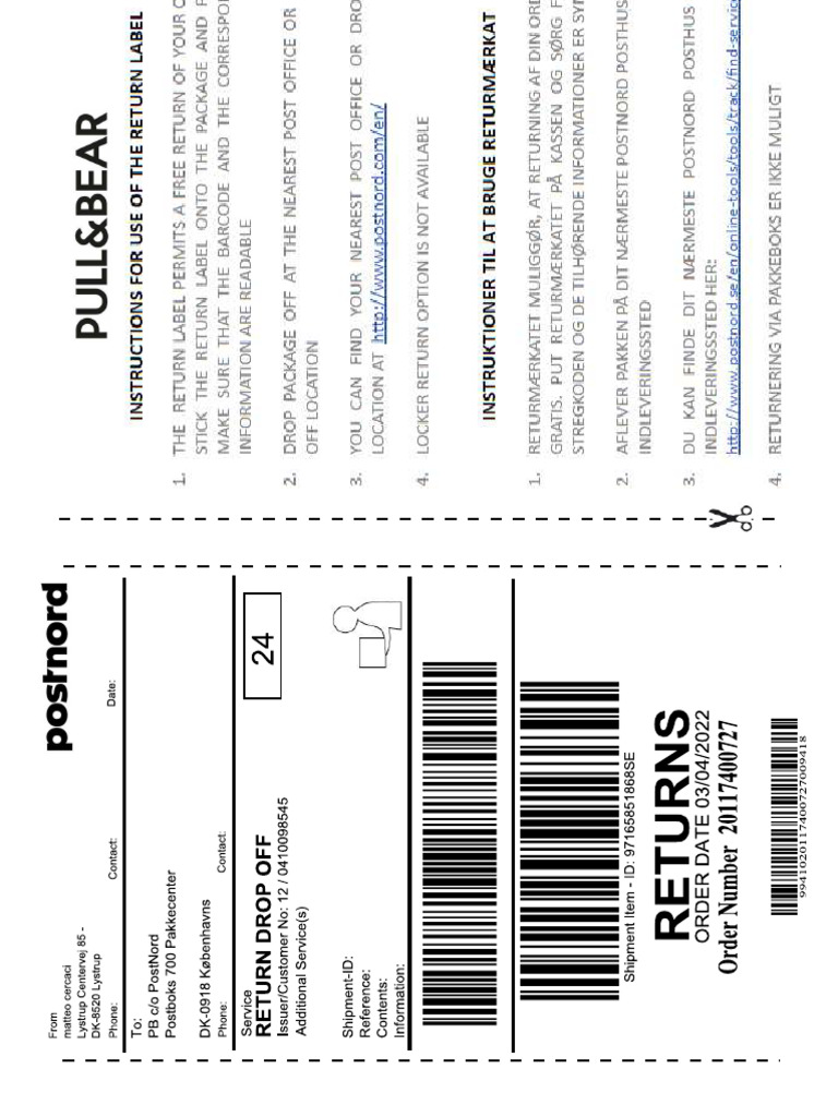 Returnlabel Pull and Bear | PDF