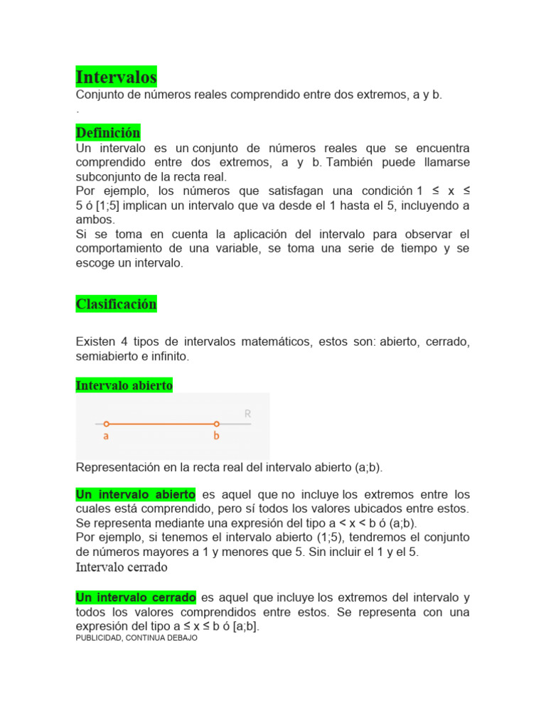 Intervalos | PDF | Intervalo (Matemáticas) | Matemáticas