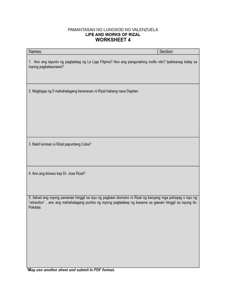 Worksheet4 Rizal | PDF