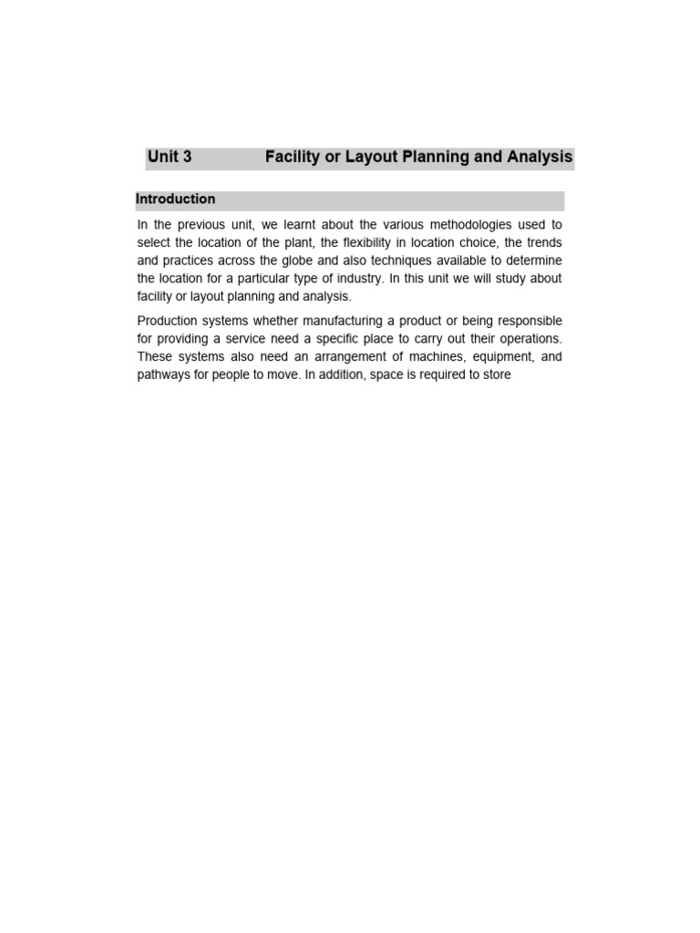 Unit 3 Facility Layout Planning | PDF