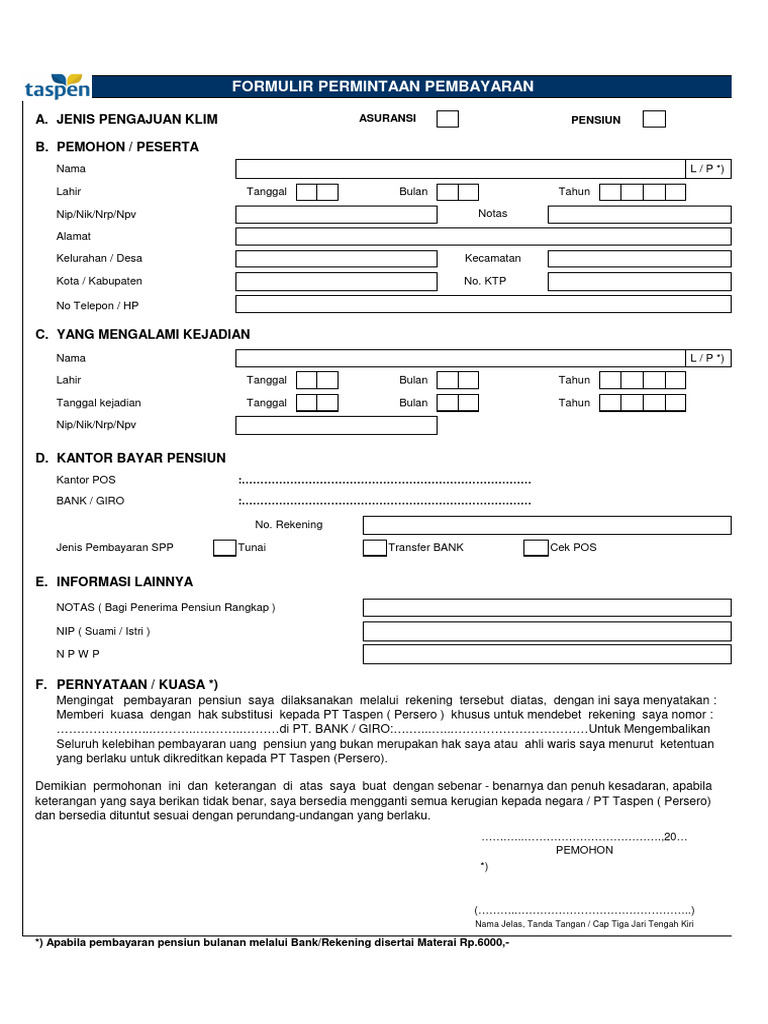 Form Permintaan Pembayaran | PDF