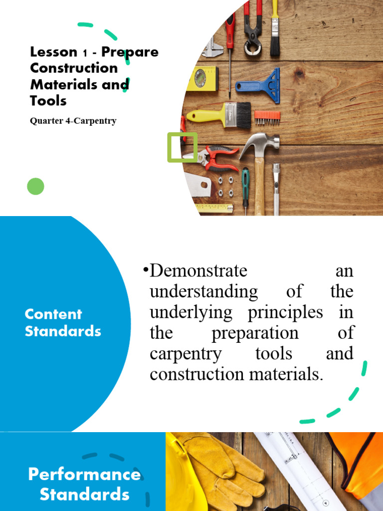 Module 1-Lesson 1 - Prepare Construction Materials and Tools | PDF