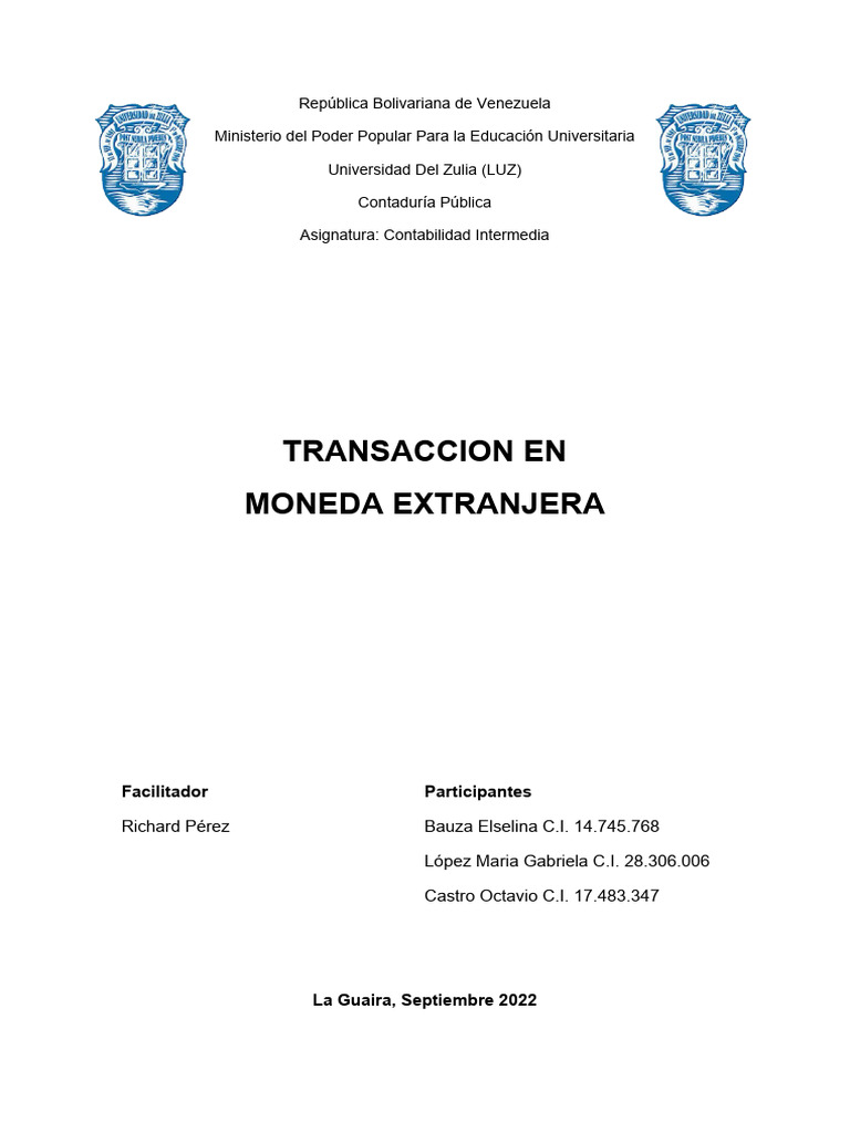 Transacciones en Moneda Extranjera | PDF | Moneda | Contabilidad