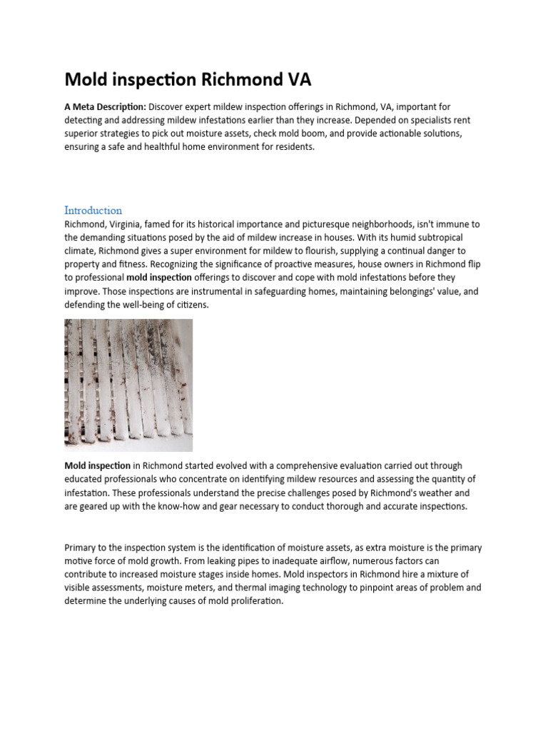 Expert Mold Inspection in Richmond VA | PDF | Mold