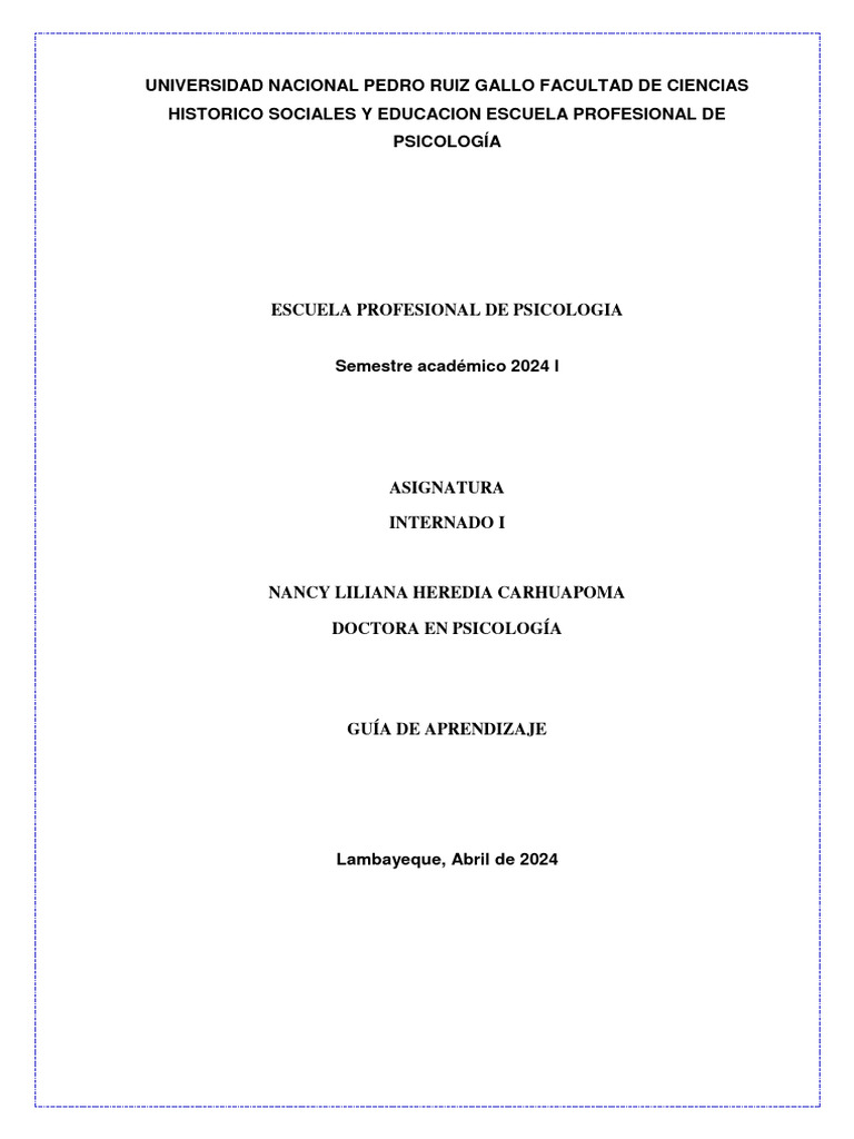 Guía de Aprendizaje de Internado en Psicología | PDF | Sicología | El embarazo