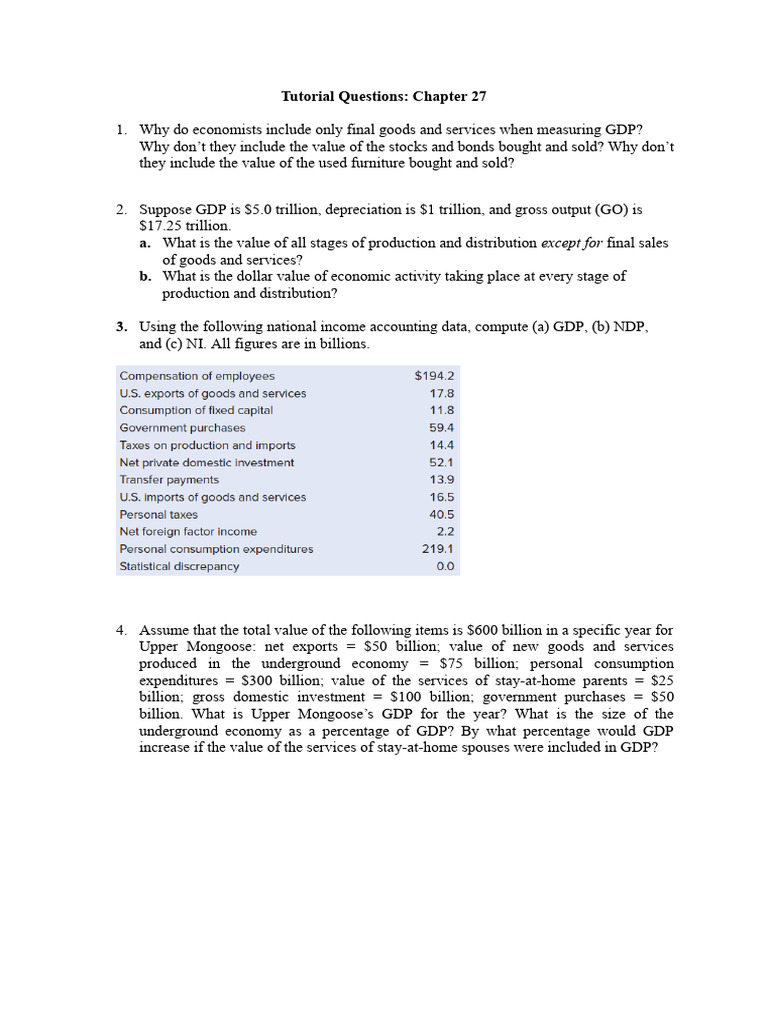 GDP Measurement and Analysis Tutorial | PDF | Finance & Money Management