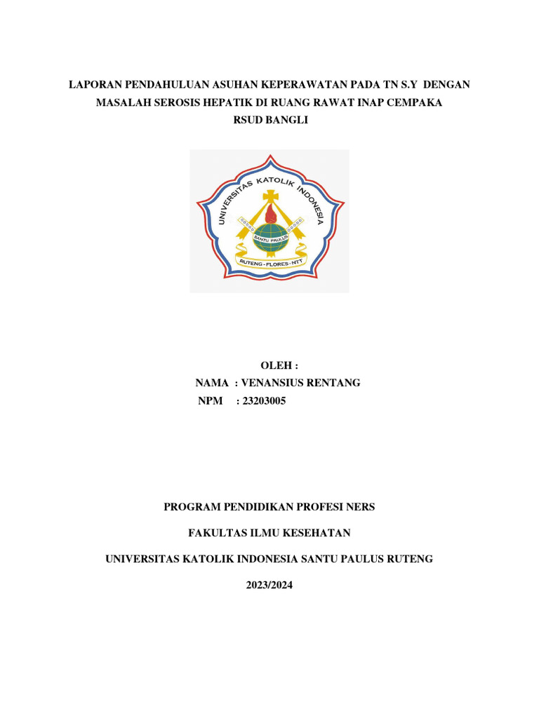 Laporan Pendahuluan Serosis Hepatik Venansius Rentang Ruangan Cempaka ...