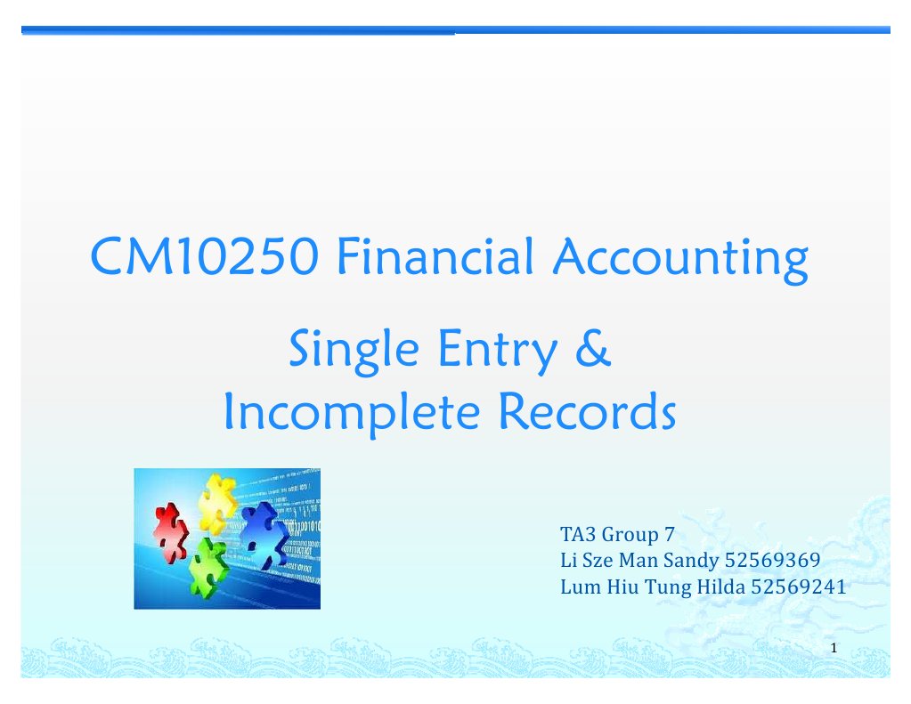 Single Entry & Incomplete Records | PDF | Liability (Financial ...