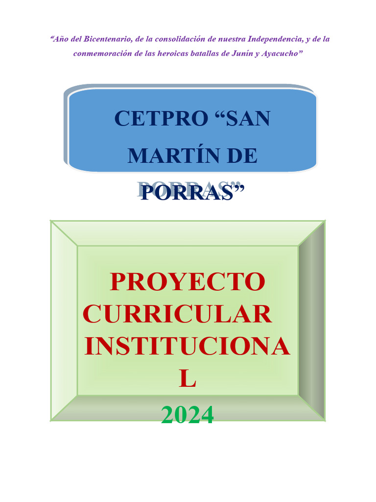 Proyecto Curricular Cetpro | PDF | Plan de estudios