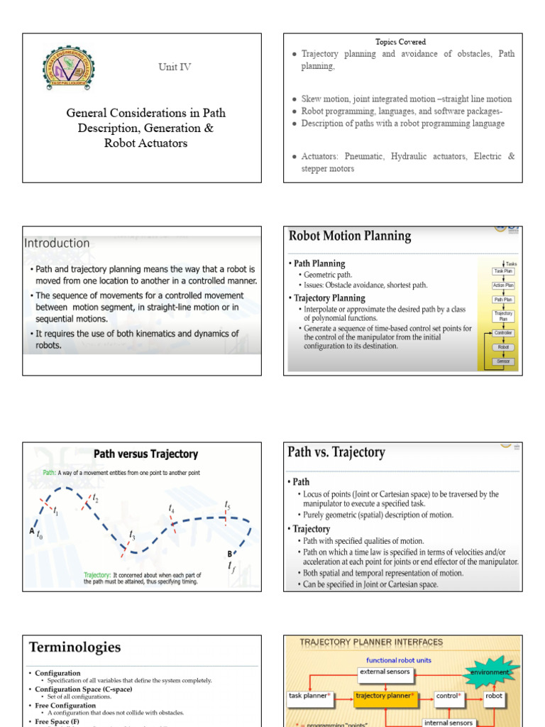 Unit 4 Trajectory Planning | PDF | Electric Motor | Actuator
