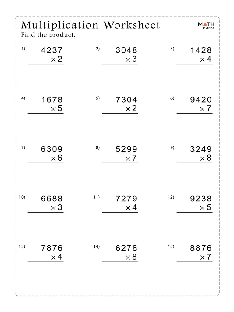 4th Grade Multiplication Worksheets Grade 4 | PDF