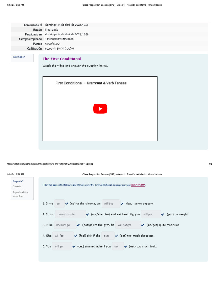 Class Preparation Session (CPS) - Week 11 - Revisión Del Intento - VirtualSabana | PDF ...
