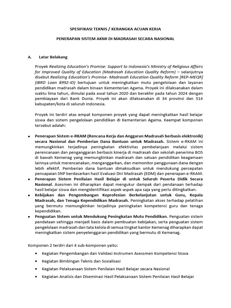 Kerangka Acuan Kerja KAK LSP Untuk Penerapan Sistem AKMI | PDF | Seni