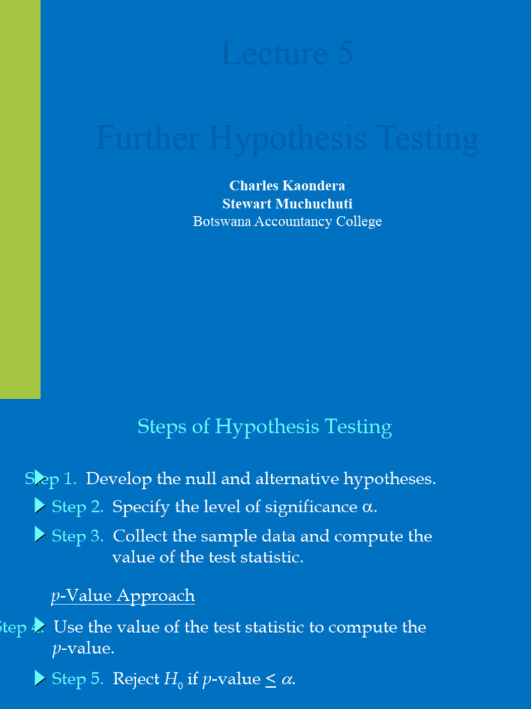 Lecture 5 Further Hypothesis Testing Final | PDF | Statistical ...