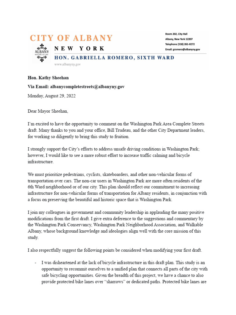 Council Member Romero Letter RE WPTS | PDF | Cycling Infrastructure ...