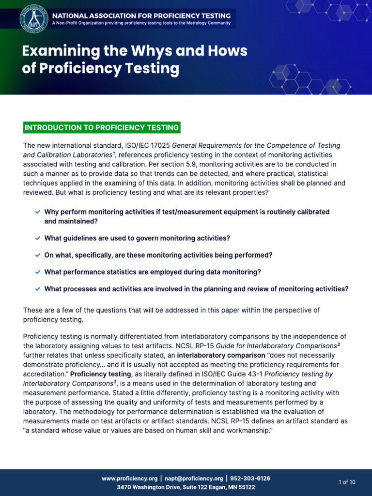 Examining The Whys and Hows of Proficiency Testing | Download Free PDF ...