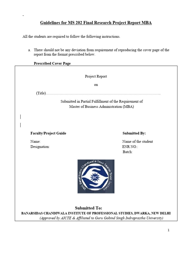 Final Research Project Report Format 2024 | PDF