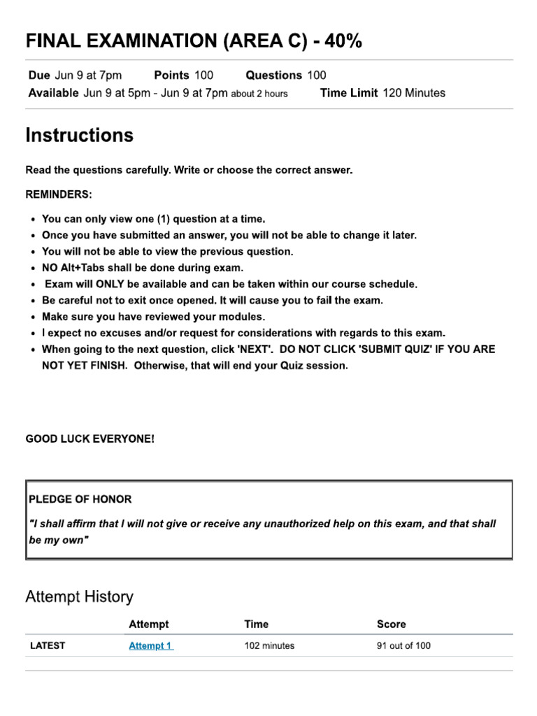 Ica-2 Area-C Exam | PDF