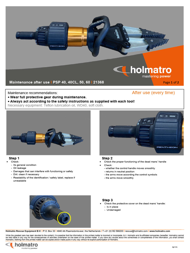 psp40 40cl 50 60 Maintenance After Use en F0021368 - 0001 | PDF