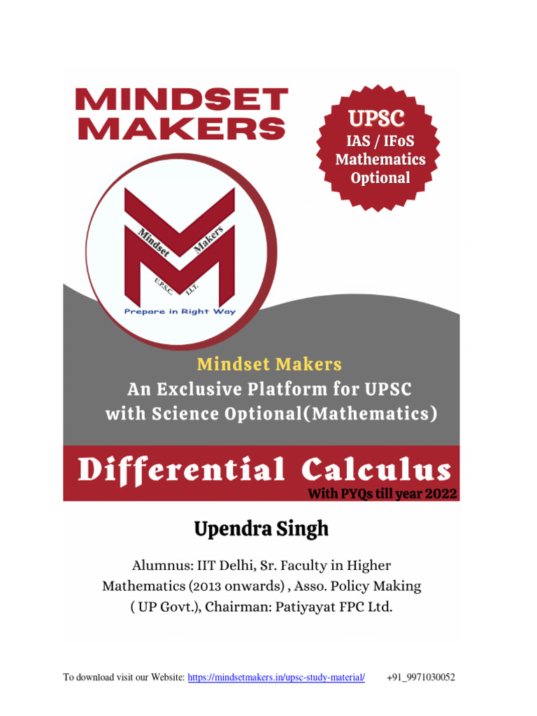 Systematially Designed Book For Differential Calculus UPSC CSE IFoS ...