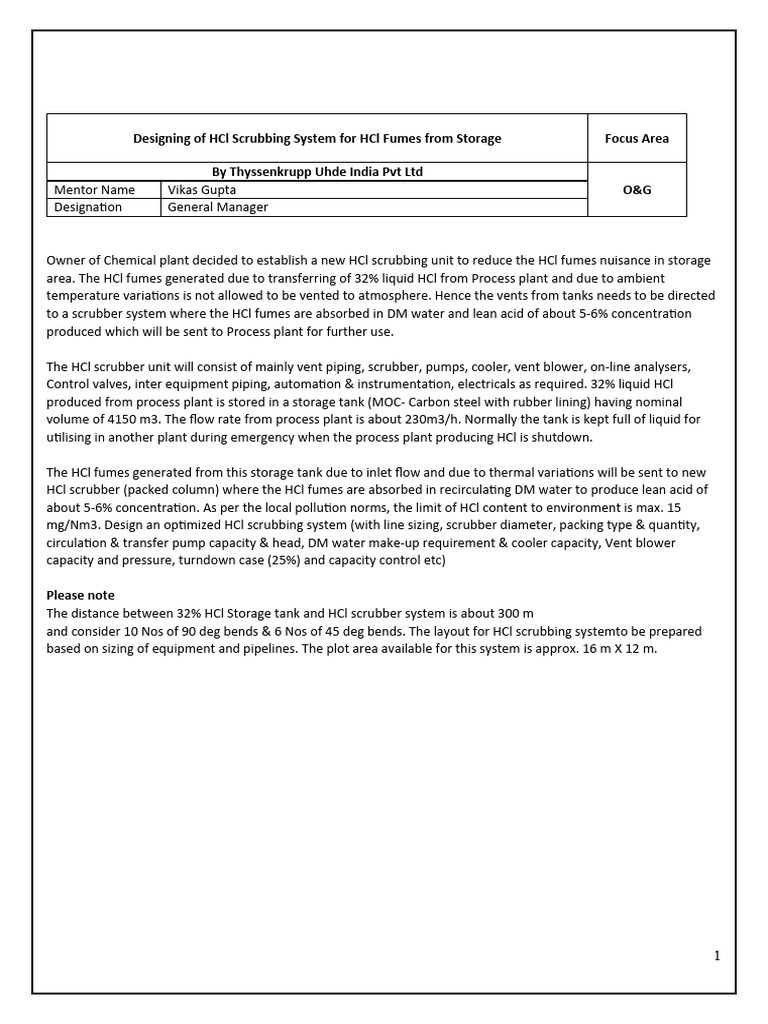 REPORT - 1 - TUIPL - Design of HCL Scrubbing System For HCL Fumes From ...
