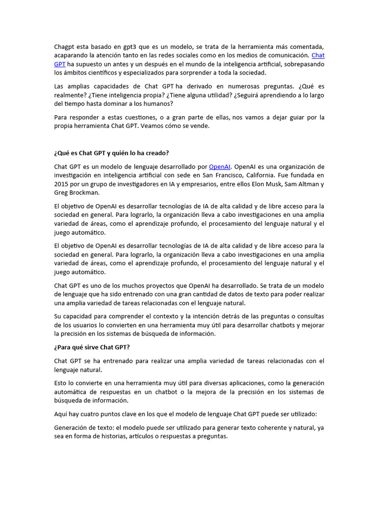 Chagpt Esta Basado en gpt3 Que Es Un Modelo | PDF | Inteligencia ...