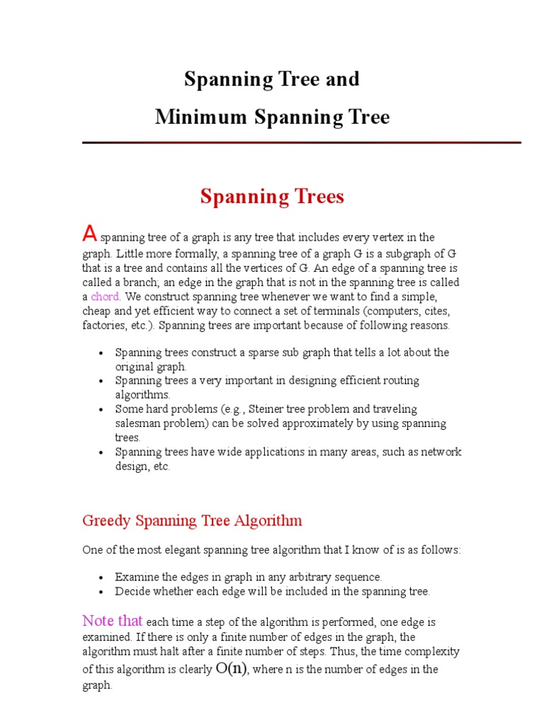 Spanning Trees and Minimum Spanning Trees | PDF | Vertex (Graph Theory ...