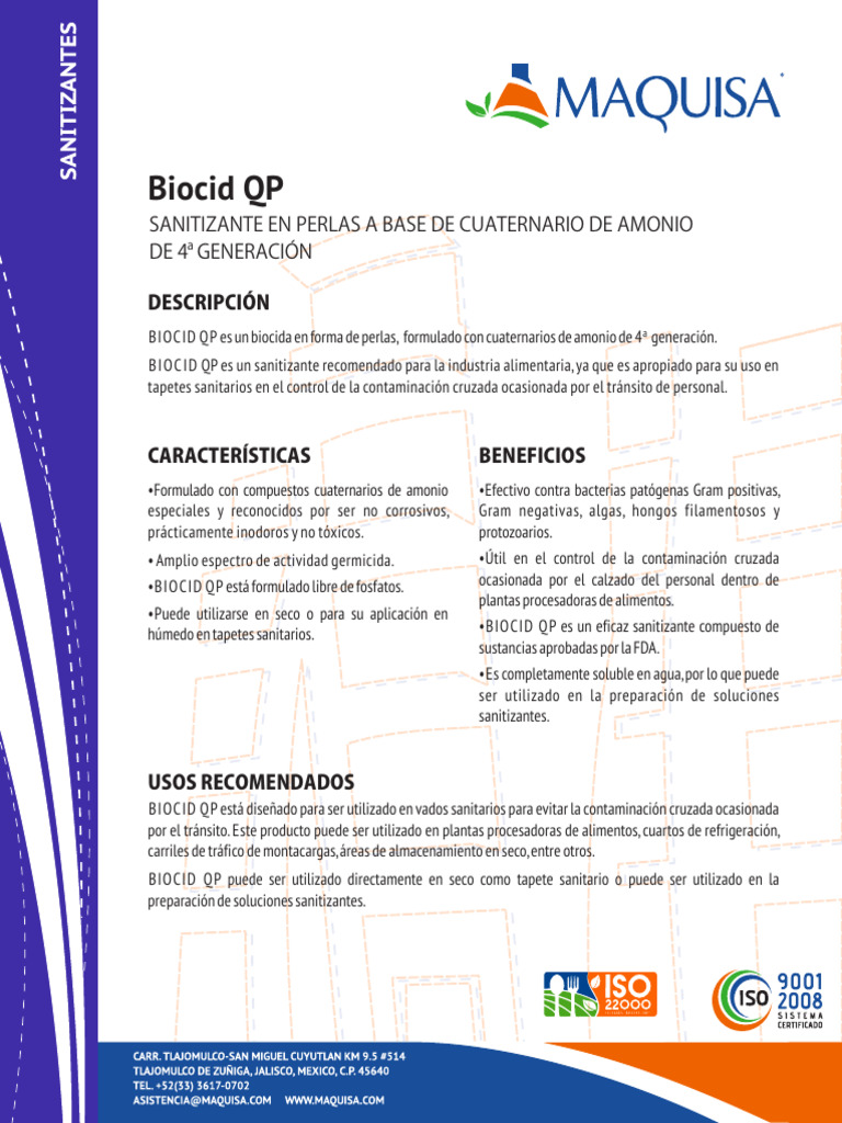 Biocid QP FT | PDF | Alimentos | Agua