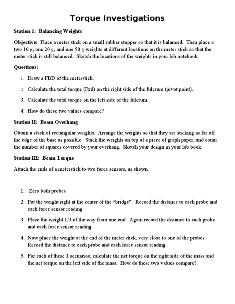 Torque Lab Stations | PDF | Science & Mathematics | History