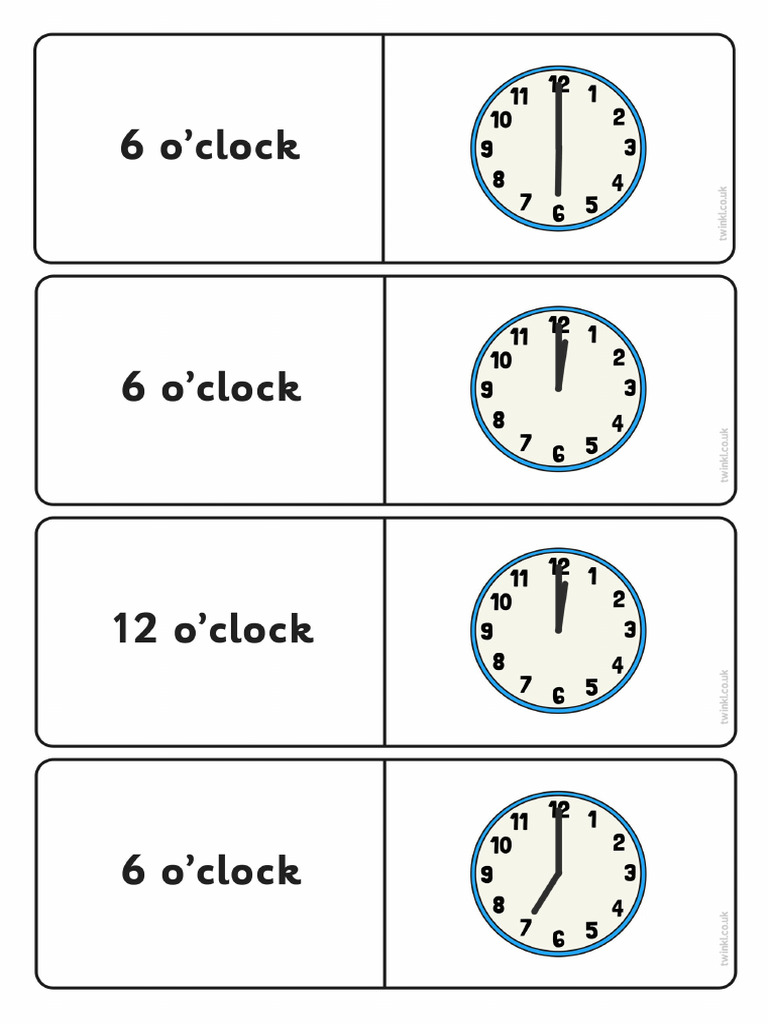 O Clock Time Dominoes | PDF