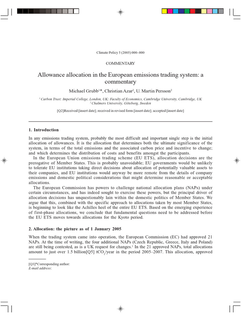 Allowance Allocation in The European Emissions Tra | PDF | Kyoto ...