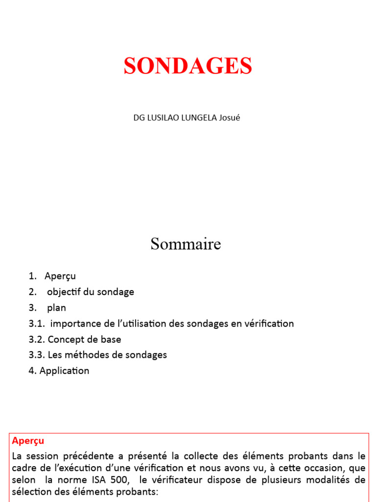 SONDAGES | PDF | Échantillonnage (Statistiques) | Intervalle de confiance