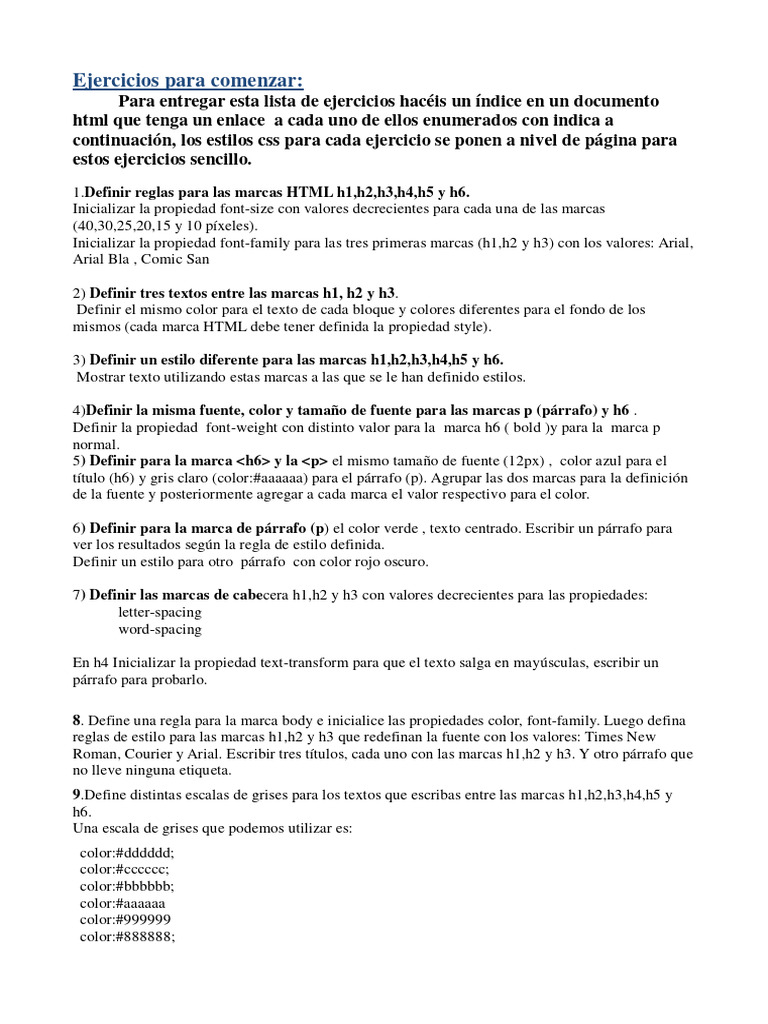 Relación de Ejercicios CSS | PDF | Hipervínculo | HTML