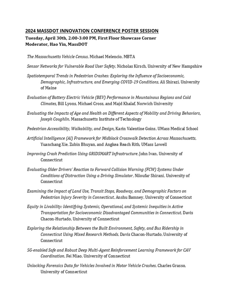 2024 Innovation Conference Poster Presentations | PDF | Traffic ...