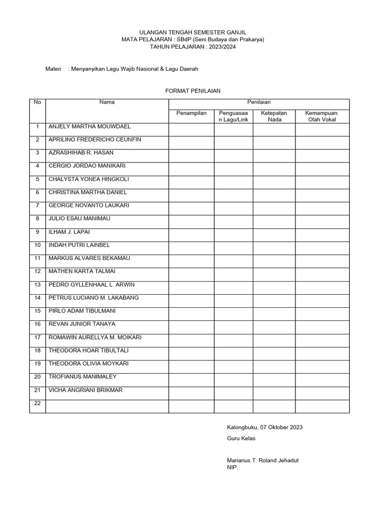 Format Penilaian SBDP | PDF
