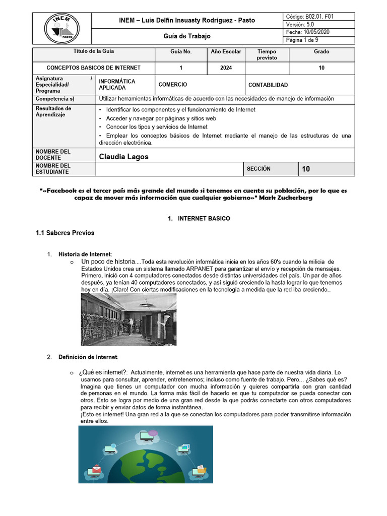 B02.01.F01 Guia de Trabajo 1 Internet Basico 10 Conta | PDF | Sitios web | Red mundial