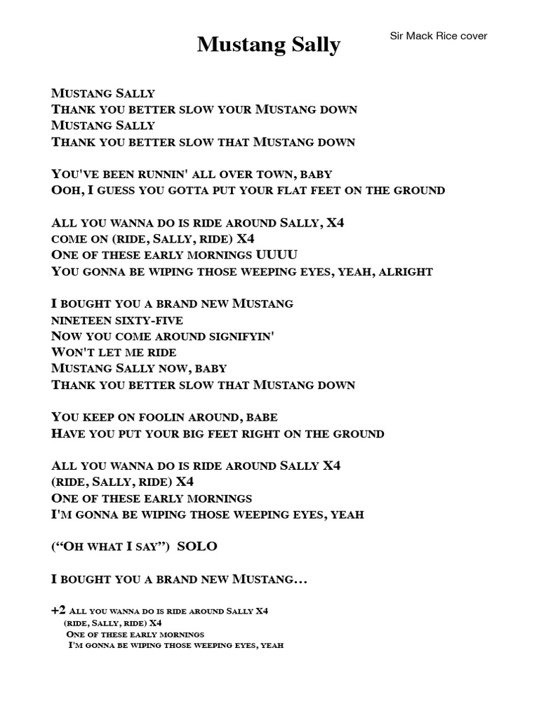 Classic Mustang Sally Lyrics | PDF
