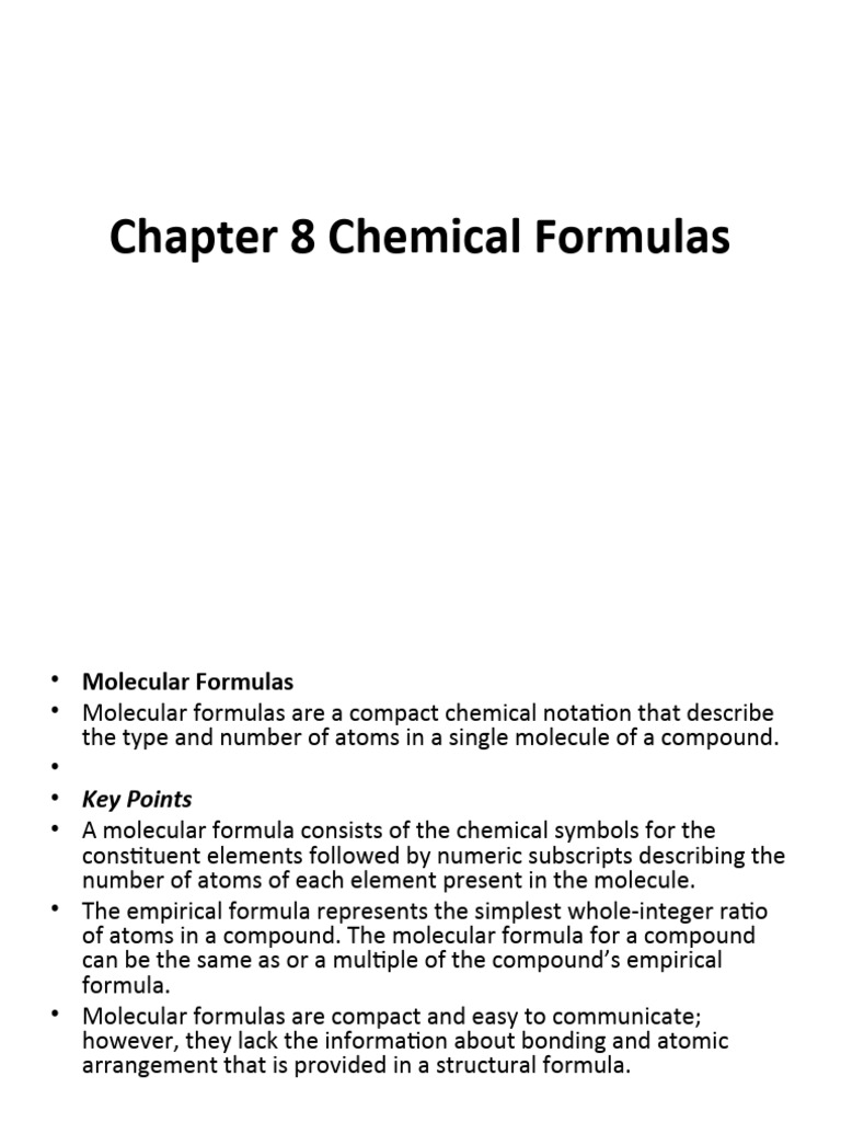 Chapter 8 Chemical Formulas | PDF | Molecules | Chemical Compounds