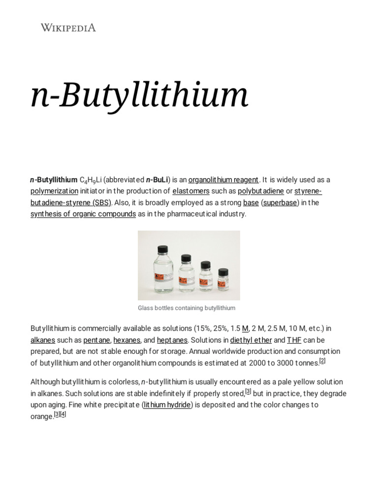 n-Butyllithium | PDF | Chemical Compounds | Chemical Substances